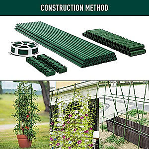 MAXPACE 40pcs Garden Stakes, 17" Each, DIY 4ft 5ft 6ft 7ft Sturdy Fiberglass Plant Sticks Stakes Supports for Tomato Vegetables, Gardening Supplies