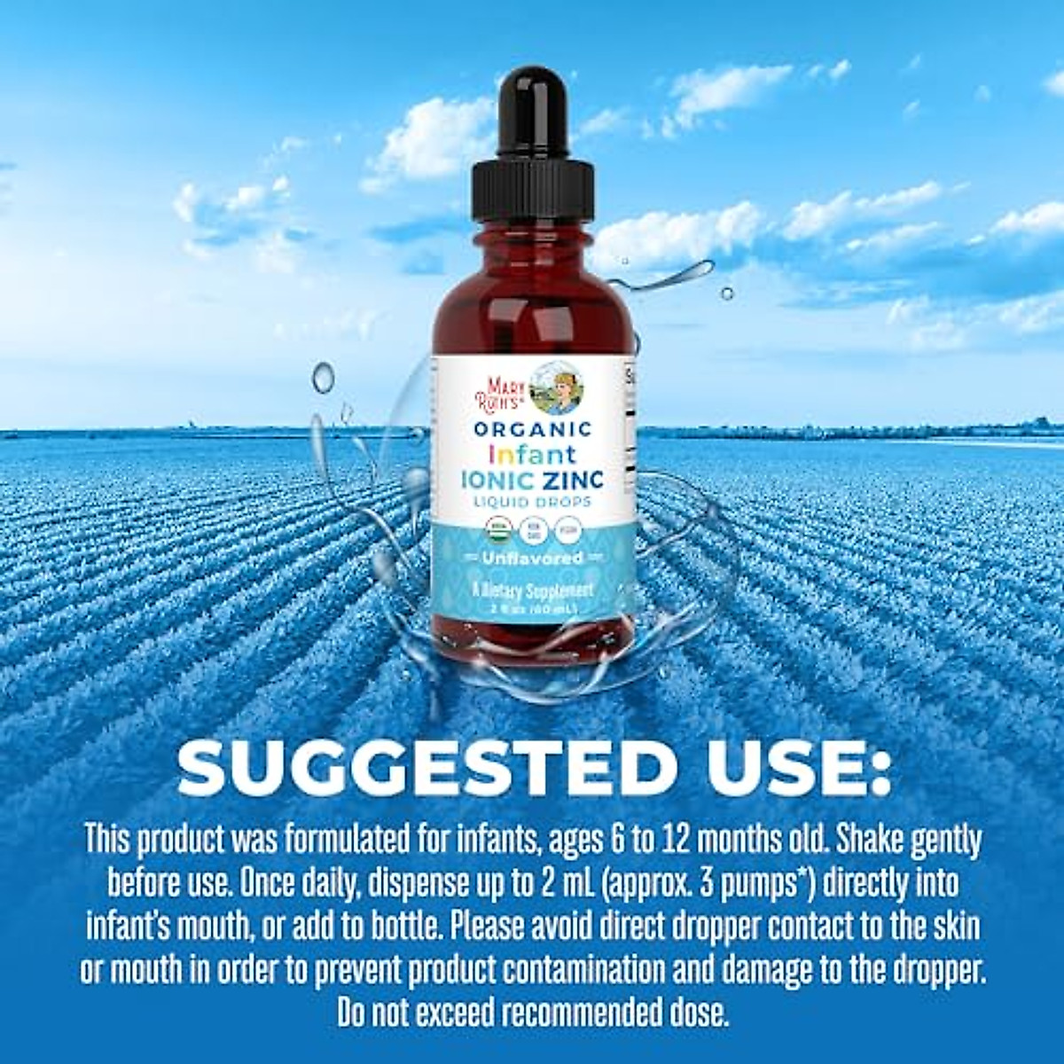 MaryRuth Organics Infant Liquid Ionic Zinc with Organic Glycerin, Zinc Sulfate for Immune Support, Vegan, Formulated for Ages 0-12 Months, 1 Month Supply, 2 Fl Oz