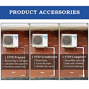 LyPrem 10Ft Mini Split Line Set Cover 3" PVC Line Cover Kit for Mini Split and Central Air Conditioner & Heat Pump(White)