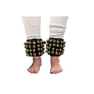 Dancing Ghungroo Kathak bells ankle bells Black leather pad pair Four Line Indian dancers (40+40) Kathak dance ghunghroo dancing brass bells (16 NO.) musical bells for classical dancers Bharatnatyam