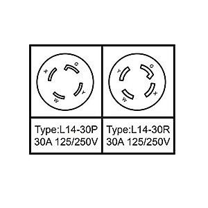 MaxWorks 80841 25 Ft. Heavy Duty 4-Prong Twist Lock 125V/250V 30 Amp L14-30P (Male) L14-30R (Female) Generator Extension Cord, Black and Yellow