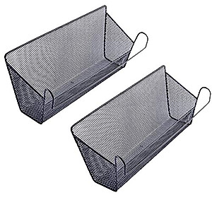 YIFAN 2Pack Dormitory Bedside Storage Baskets, Mesh Origanizer for Books Phones Drinks Office Home Table Hanging Organizer Desktop Corner Shelves - Black