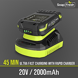 SnapFresh Cordless Leaf Blower - 180 CFM Leaf Blower with Battery & Charger, 2 Section Tubes, Free Control Speed,Lightweight, Electric Leaf Blower for Blowing Leaves, Lawn Care, Dust & Other Debris