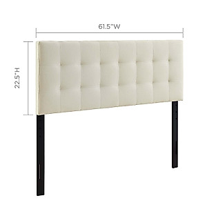 Modway Lily Tufted Linen Fabric Upholstered Queen Headboard in Ivory