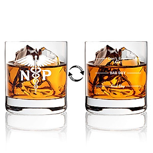 AGMdesign,Funny Double sided Good Day Bad Day Don't Even Ask NP Nurse Practitioner Glasses gift for Nurse Practitioner Nurse Practitioner