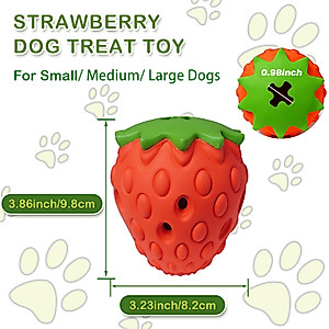 MITOCAPY Strawberry Dog Puzzle Toy, Interactive Dog Toys for Small Medium Large Dogs, Treat Dispensing Dog Toys, Dog Chew Toys for Moderate Chewers, Dog (Red)