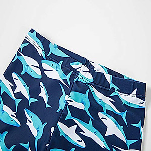 Baby Toddler Boys Two Pieces Swimsuit Set Long Sleeve Shark Bathing Suit Rash Guards Swimwear with Hat UPF 50+ (Navy Shark, 9 Months, 9_months)