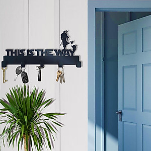 Pentacle Toys This is The Way 5 Hook Key Holder - Disney Inspired Key Hook Rack - Classic Metal Wall Hanger - Disney Game Room Key Hangers - Kids Room Décorative Metal Hanger