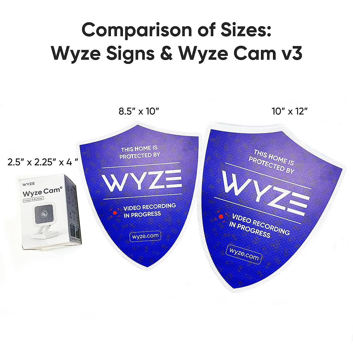 Wyze UV Waterproof Reflective Security Stickers, Security Camera Signs for Windows, Video Surveillance Sticker Outdoor Compatible for Wyze Home Security System, Pack of 2 (8.5” x 10” and 10” x 12”)