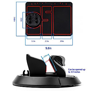 Non-Slip Phone Pad for 4-in-1 Car Non Slip Phone Pad for Car Universal 360°Rotation Dash Holder Multifunctional Car Dashboard Organizer Tray Anti Slip Mat Sticky Pad Gift Bumper Strip (Red)