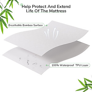 Novilla Waterproof Crib Mattress Protector 52" X 28" Breathable Fabric Mattress Cover, Baby Mattress Protector Fits Crib Bed Up to 9 ", Washable & Noiseless, White (AC-NV0MP803-C)