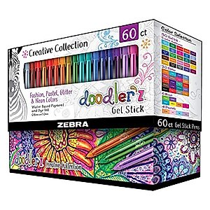 Zebra Pen Doodler'z Gel Stick Pen 1.0mm Assorted 60Pk (41960)