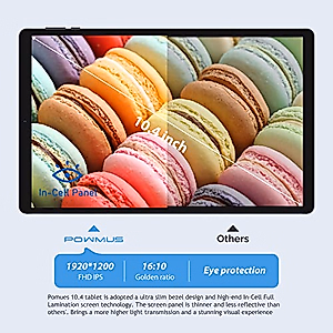 POWMUS Android 12 Tablet 10.4 inch Tablets, 6GB RAM 128GB ROM Tablet, 1TB Expand 8 Core Android Incell 1920 * 1200 IPS Tablet, 2.4G/5G WiFi, 8000mAh, Bluetooth 5.0, GPS, Dual Camera