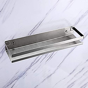 OwnMy Bathroom Shower Shelf Stainless Steel Bath Kitchen Basket Shower Caddy Rack, Rustproof Metal Bathroom Storage Floating Shelves Wall Mounted Shower Corner Rectangular Shelf - 16 Inch Silver