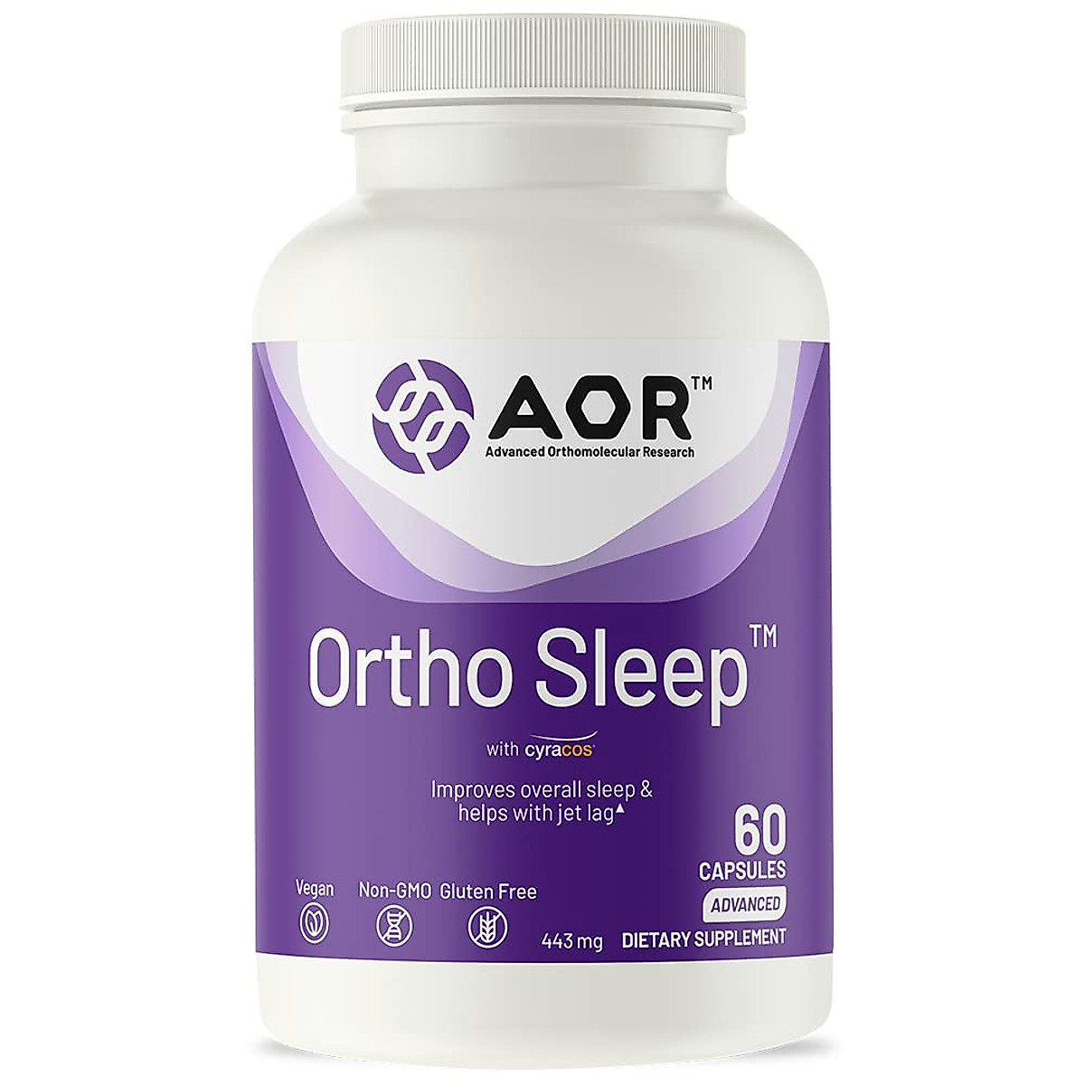 AOR, Ortho Sleep, Improves overall sleep & helps with jet lag, Natural Supplement with GABA, Melatonin, L-Theanine, Vegan, 30 servings (60 capsules)