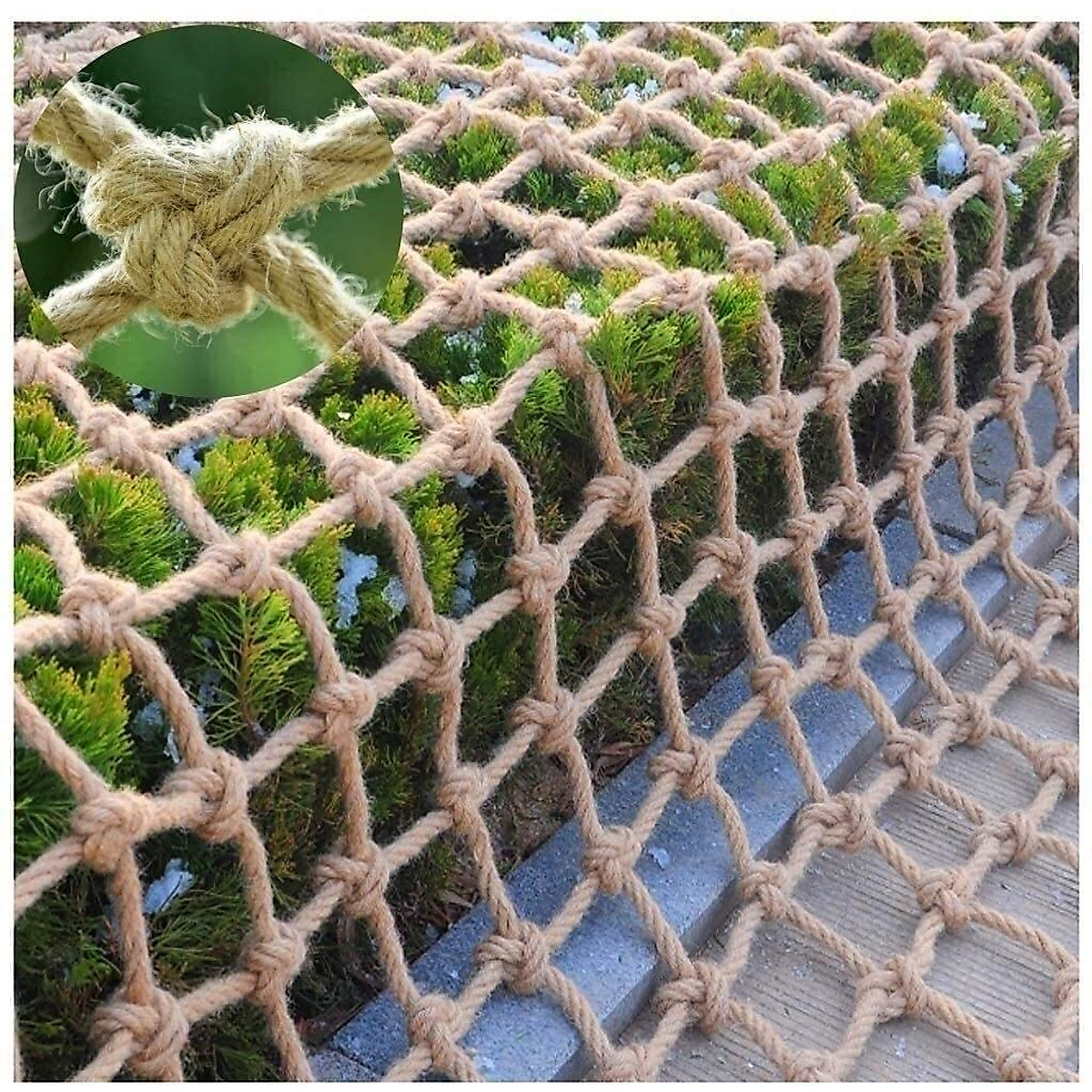 RZM Rope Net for Treehouse, Plants Fence Hemp Rope Netting Children Swing Climbing Safety Net Balcony Railing Protective Net Playground Hammock Cargo Net Child Safety Netting for Balcony