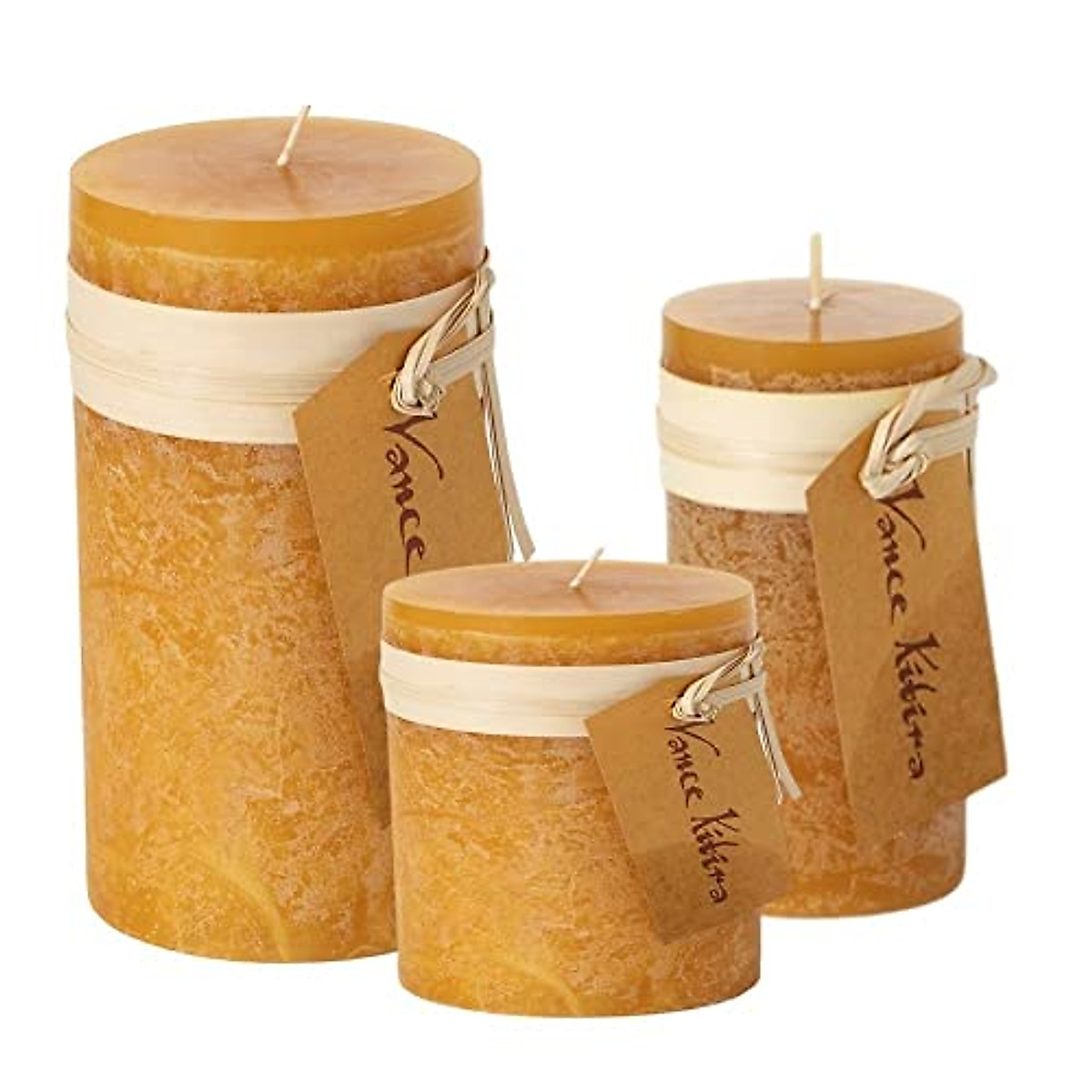 Sullivans Vance Kitira Set of 3 Pillar Candles, Clean-Burning, Environmental-Friendly, Scentless, Real-Wax Candles, Home Décor, Hosting Décor