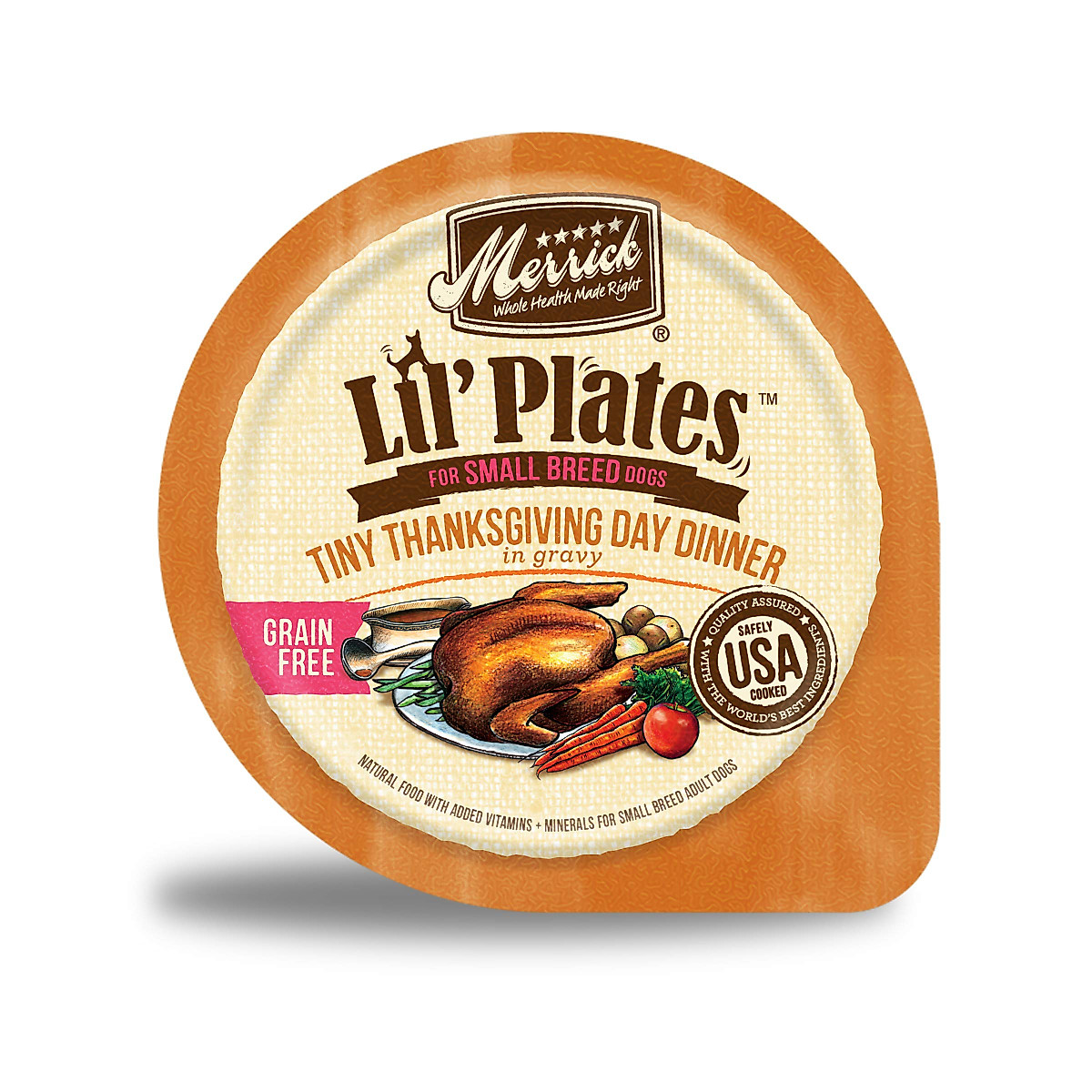 Merrick Lil’ Plates Premium Grain Free Natural, Soft Wet Dog Food For Small Dogs, Tiny Thanksgiving Day Dinner - (Pack of 12) 3.5 oz. Tubs