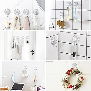 Elegear Wreath Suction Cup Hooks, Heavy Duty Suction Hooks Hold up to 11LB, 2 Pack Reusable & Waterproof & Clear Shower Hooks, Towel Hanger Kitchen Bathroom Hook for Loofah Wreath Bags Bathrobes