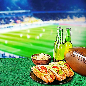 3 Pieces Disposable Plastic Grass Tablecover, Vibrant Green Grass Sign Tablecover for Soccer or Sports Theme Parties Decorations and Supplies, 54 x 108 Inch