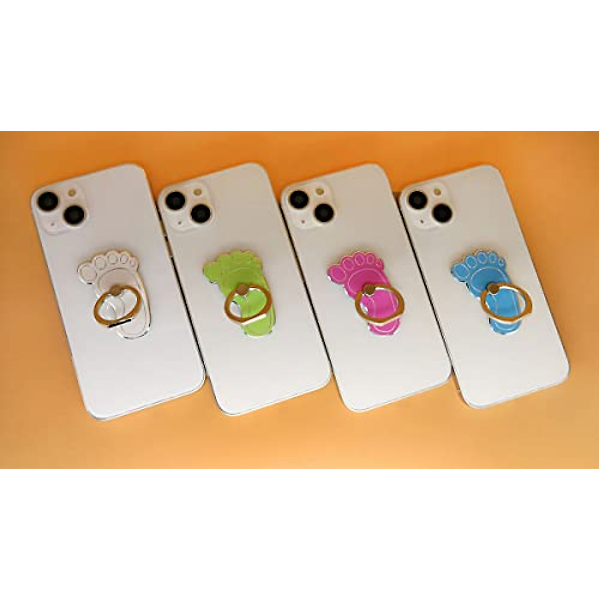 Cacylife Kawaii Metal Cell Phone Ring Holder Set,4 Pack Cute Finger Kickstand Grips ,Compatible with iPhone,Samsung Galaxy,iPad,Tablet and Other Phones or Case(Pink+White+Green+Blue)