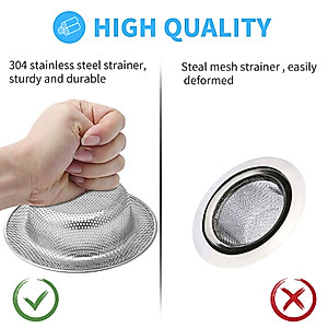 JULUJU 2 Pack Upgrade Kitchen Sink Strainer (Sink Drain Strainer) - 304 Stainless Steel Rust Free, Fordable Handle, 4.5 Inch Diameter