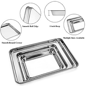 Baking Sheet with Silicone Mat Set, Yododo Set of 4 (2 Sheets + 2 Mats), Stainless Steel Cookie Sheet Baking Pan Tray with Silicone Mat, Non Toxic & Heavy Duty & Easy Clean - Size of 12 inch