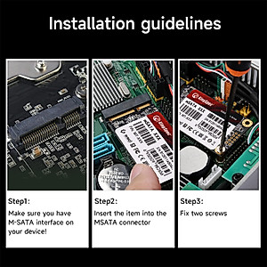 KingSpec mSATA SSD Internal Solid State Drive Data Storage SATA Hard Drives 3D NAND Flash PC Desktop Laptop Notebook Computer Upgrade 256GB