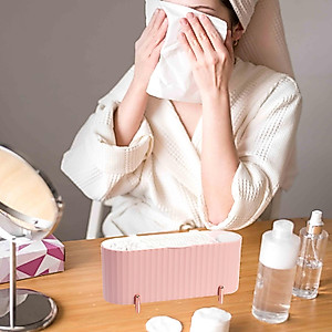 ZOOFOX 2 Pack Qtip Holder Dispenser, Cotton Pads Holder with Clear Lid, Adjustable 3-Grid Bathroom Canisters for Cotton Ball, Swab, Round Pads, Floss, Perfume, Lipstick