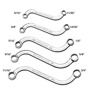 DURAMOVE SAE 5-Piece S-Style Box Wrench Set,5/16 to 3/4 inch, Double 12-Point Box Ends, CR-V,for vehicle repairing, machinery and household
