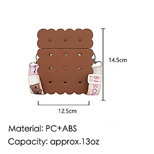 Kawaii Biscuit Water Bottle with Straw Lid and Strap Novelty Water Bottle for Kids Girls Outdoor Sports School Supplies Cute Aesthetic Birthday Gifts Cookie Leak-proof Water Bottle BPA Free (Pink)