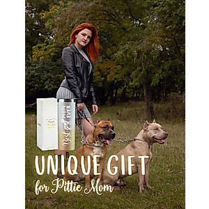 Onebttl Pitbull Mom Gifts, Pitbull Pittie Gifts for Women, Best Dog Mom Ever, 20 oz Glitter Silver-Gold Insulated Tumbler