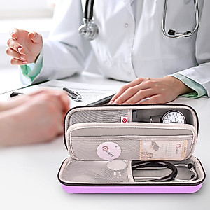 Opoway Stethoscope Carrying Case, Hard Stethoscope Case Compatible for 3M Littmann Classic III, Cardiology IV Diagnostic, MDF Acoustica Stethoscopes and Other Nurse Accessories (Purple)