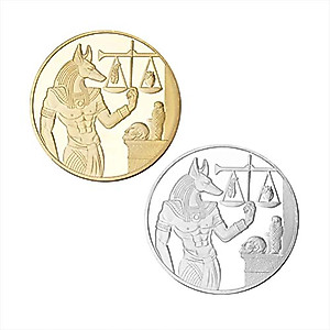 TENDYCOCO Anubis Coin Egyptian God Challenge Coin Commemorative Art Coin Collection Iron Souvenir Craft Gift Toy (Silver)