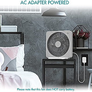 PELANZENHAU 10" Small Box Fan, Small Window Fan Powered by AC Adapter, 3 Powerful Speeds with Aromatherapy, One-Button Control Square Fan for Air Circulating at Home, Office