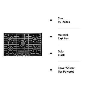FFGC3626SB 36 ADA Compliant Built-In Gas Cooktop With 5 Sealed Burners 51000 BTU Total Output Continuous Grates Low Simmer Burner And Color-Coordinated Control Knobs: