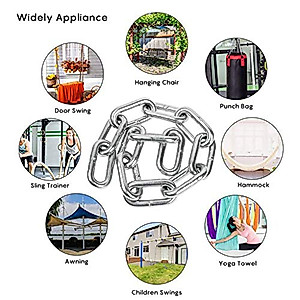 Ymeibe Heavy Duty Swing Chains 1/5" x 40" with 2 Carabiners, 500 LB Capacity Stainless Steel Hanging Swing Set for Hammock Punching Bags Indoor Outdoor Use (1 Pack)