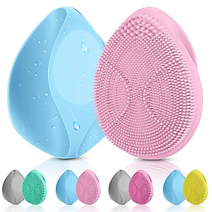 Face Scrubber Silicone Manual Exfoliator: Handheld Mini Facial Exfoliating Brush Soft Exfoliation Scrubby Blackhead Cleaning Pore Cleansing Massaging for Skin, Christmas Gift 2Pack1