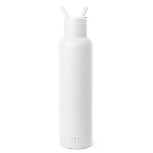 Simple Modern Water Bottle with Narrow Mouth Straw Lid Metal Thermos Vacuum Insulated Stainless Steel l Reusable Leak Proof BPA-Free Flask | Ascent Collection | 24oz, Winter White