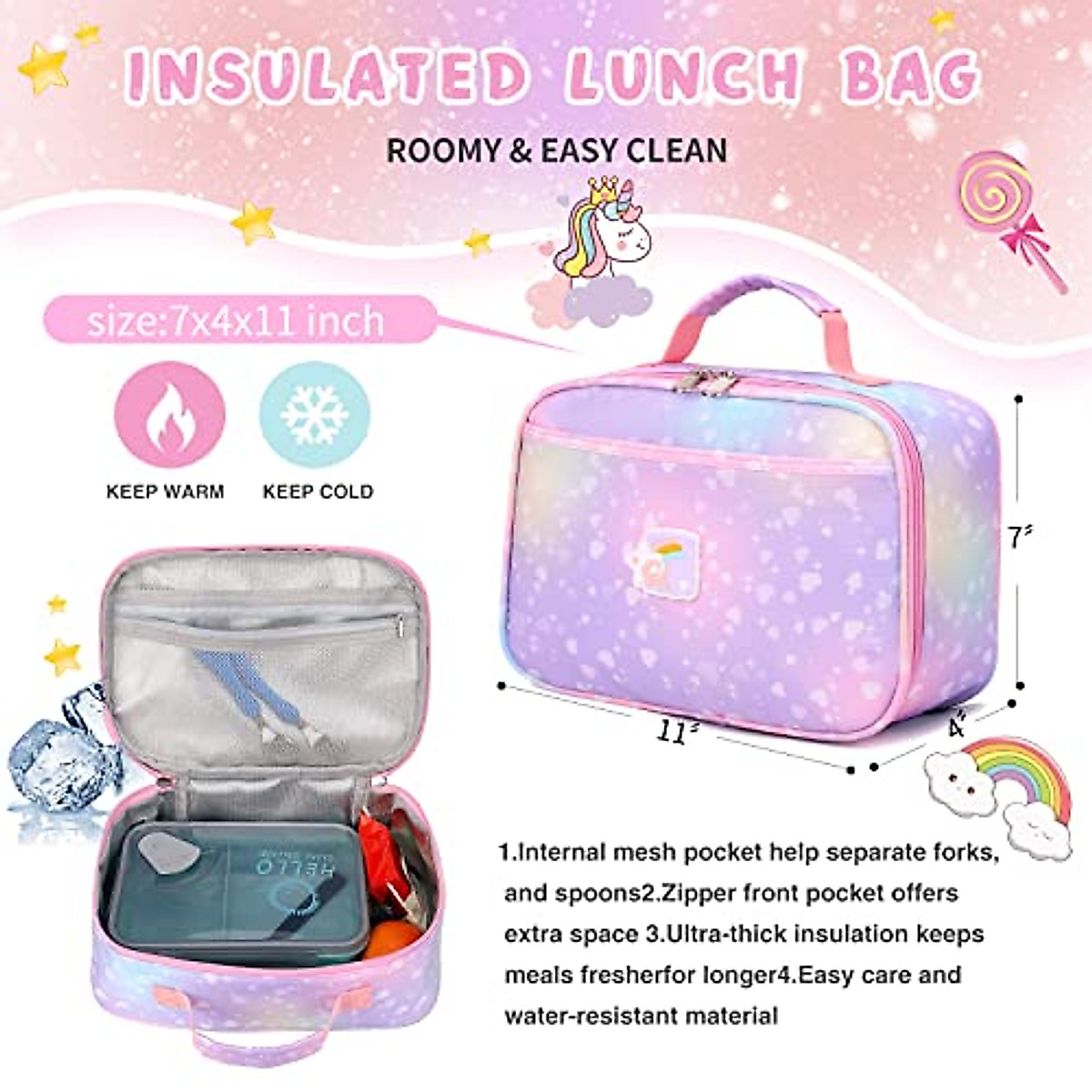 BEFUNIRISE Girls Backpack, School Backpacks 16 17 inch for Girls,Cute Book Bag for Teen Kid Elementary Middle High School (Purple Set, Small)