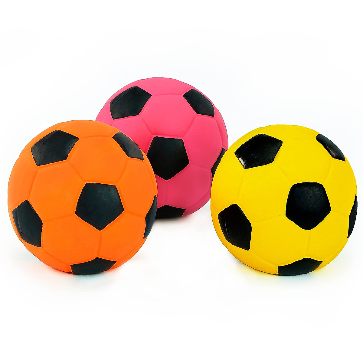 CHIWAVA 3PCS 2.7'' Squeak Latex Dog Toy Football Chew Fetch Throw Ball for Medium Dogs Interactive Play