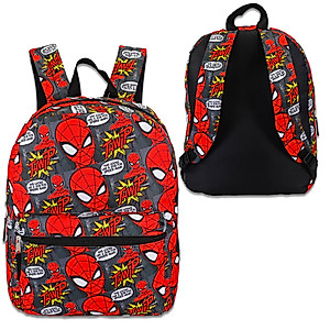 Marvel Shop Spiderman Backpack for Boys 7-8 Set - 16'' Inch Spiderman School Backpack for Boys 7-8 Bundle with Stickers, More | Spiderman Backpack for Kids