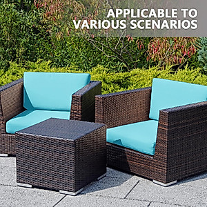 SUSIE'S GARDEN 6p Outdoor Cushion Slipcovers Outdoor Patio Cushions Covers Replacement Waterproof with Zipper for 5-Seat Outdoor Rattan Sofa Patio Furniture Cushion Covers Teal Blue, Covers Only