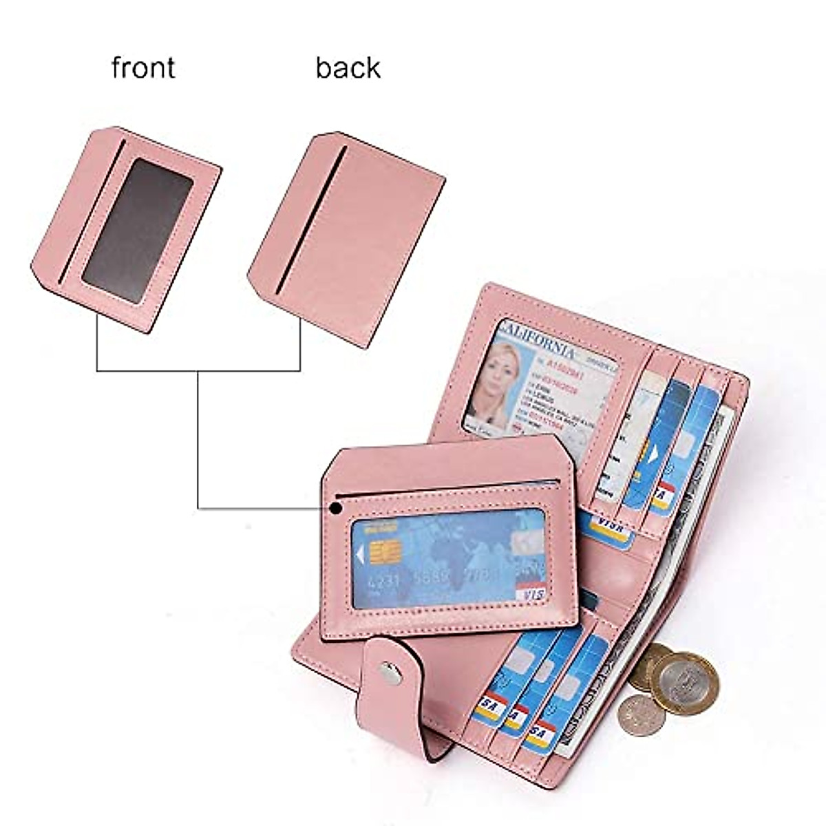 BOSTANTEN Product Image Women Leather Handbag Designer Top Handle Satchel Shoulder Bags Crossbody Purses Pink and Women Leather Wallet RFID Blocking Small Bifold Zipper Pocket Wallet Card Case Purse