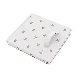 Sweet Jojo Designs Gold and White Celestial Star Girl Small Fabric Toy Bin Storage Box Chest For Baby Nursery or Kids Room