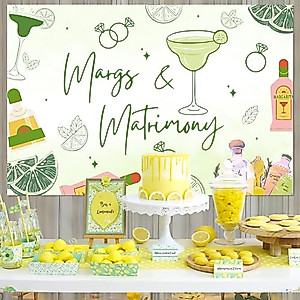 Wonmelody Margs and Matrimony Bachelorette Decorations Backdrop Margarita Backdrop Banner Cinco De Mayo Mexican Fiesta Banner Bridal Shower Party Supplies for Cactus Engagement Wedding Carnival