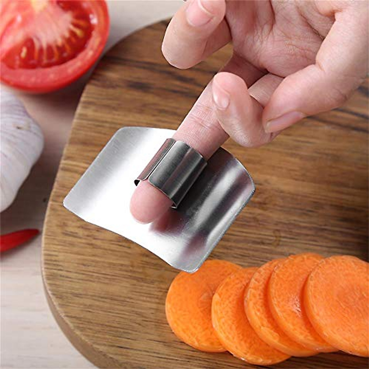 Jupswan Stainless Steel Finger Guards for Cutting Knife Cutting Protector Kitchen Tool Guard Finger Protector Avoid Hurting When Slicing and Chopping 2 Pack