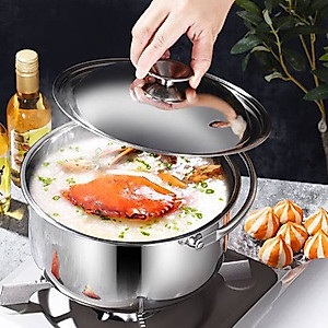 Hemoton Pots Stainless Steel Pot 7 Quart Stainless Steel Stockpot with Lid Stainless Steel Stock Pot Soup Pot Stew Pot Cooking Pot Induction Pot Stainless Steel Pot