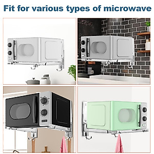 Microwave Bracket Wall Mount, Stainless Steel Microwave Oven Stand Shelf Rack, Heavy Duty and Sturdy Brackets for Kitchen Space Saver, Max Load 100 lbs