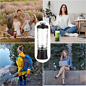20 Oz Portable Blender, Personal Size Blender for Shakes and Smoothies, Mini Blender Cup with Rechargeable USB, Baby Food Blender, Smoothie, Juicer with 6 Blades for Home, Kitchen, Travel, Sports (Black)